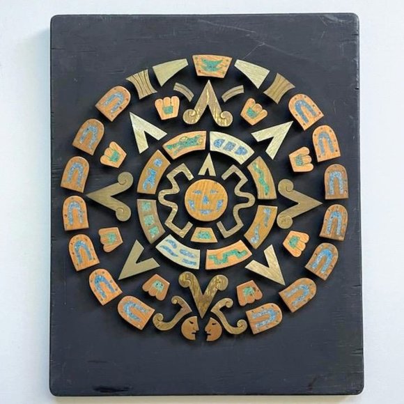 Art | Aztec Folk Art Various Metals Gems Zodiac Wall Dcor | Poshmark